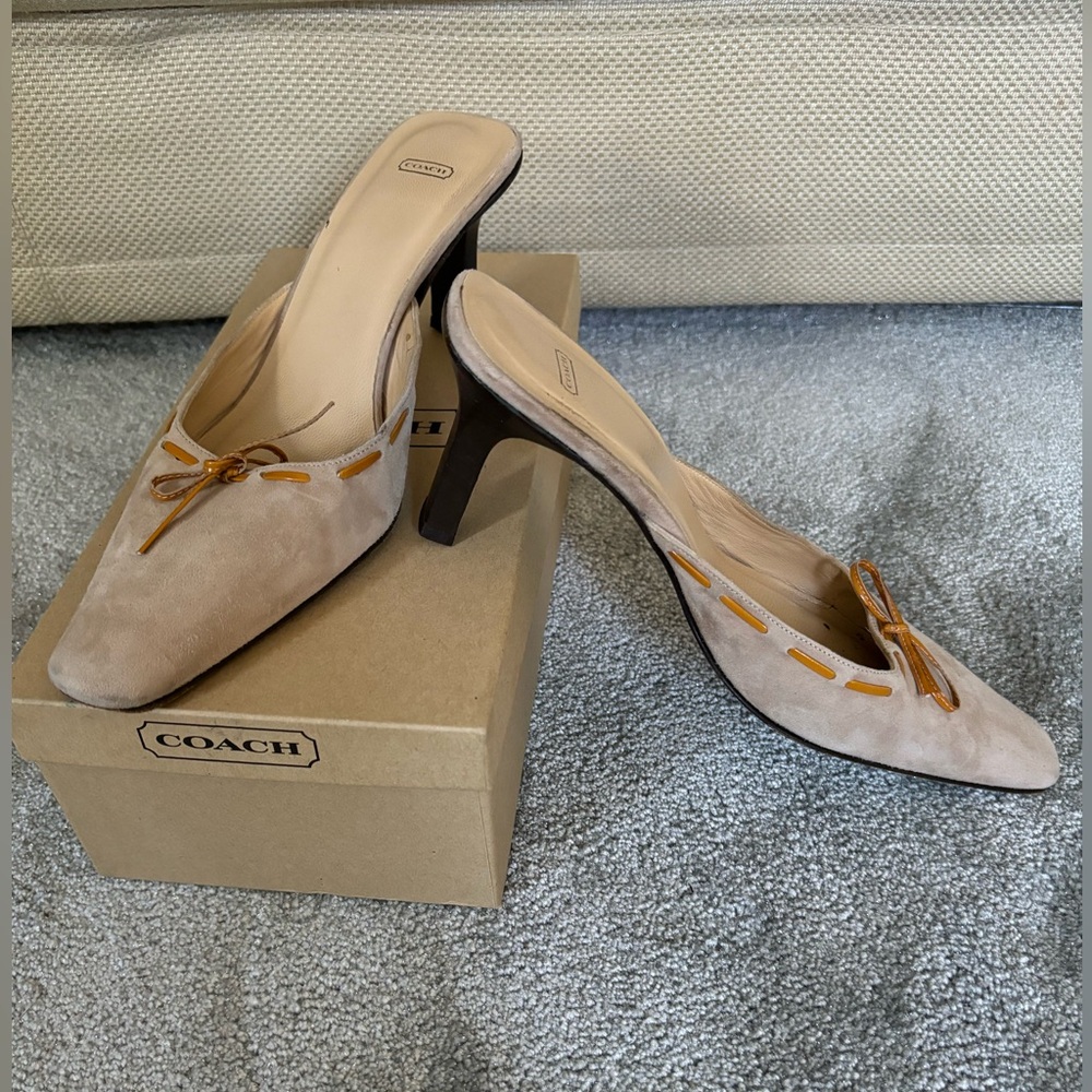 Coach Caitlin Suede Mules In Camel Color Size 8.5 - Gem